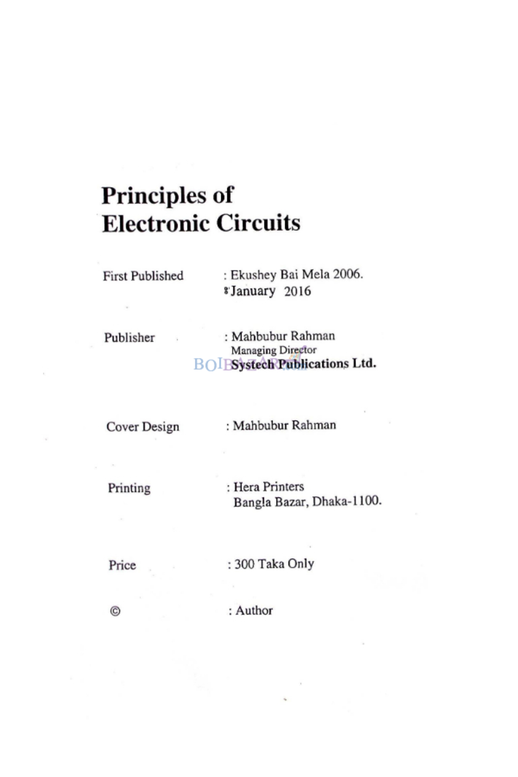 Principle of Electronic Circuits | বইবাজার.কম